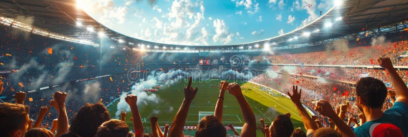 Sports Fans Cheering during a Match in a Stadium. Stock Photo - Image ...
