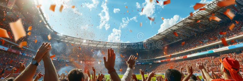 Sports Fans Cheering during a Match in a Stadium. Stock Image - Image ...