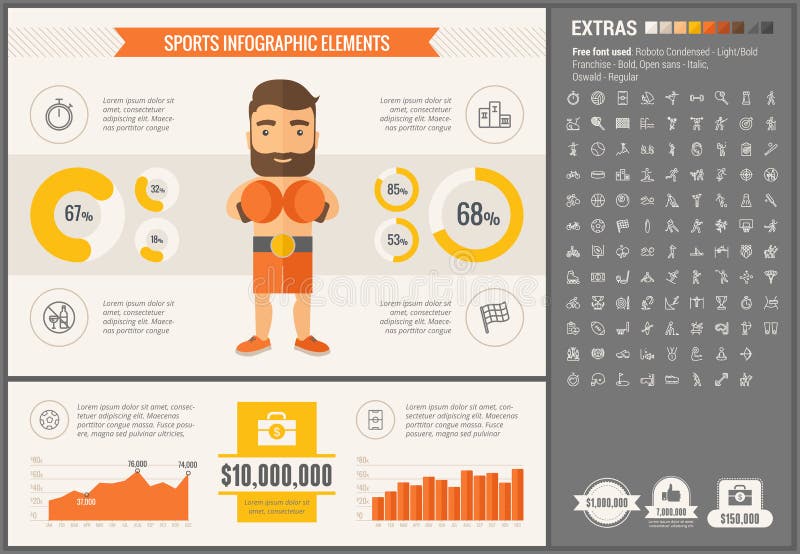 Sports Flat Design Infographic Template Stock Vector - Illustration of ...