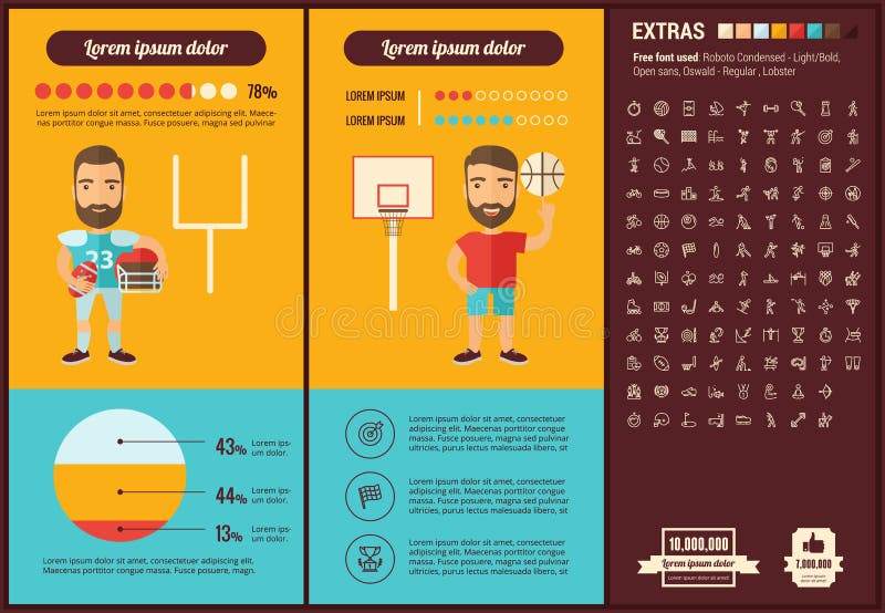 Sports Flat Design Infographic Template Stock Vector - Illustration of ...