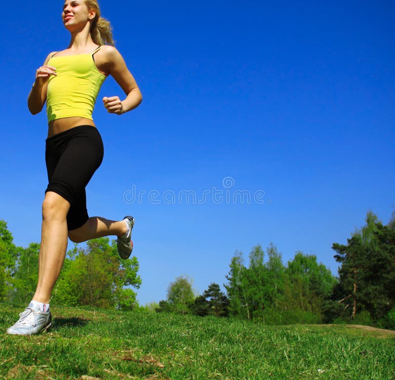 Running woman with sky stock photo. Image of active, physical - 3123568