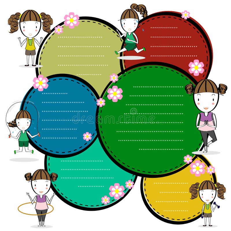 Sports Girls Cartoon and Frame Text Vector Illustration Stock Vector ...