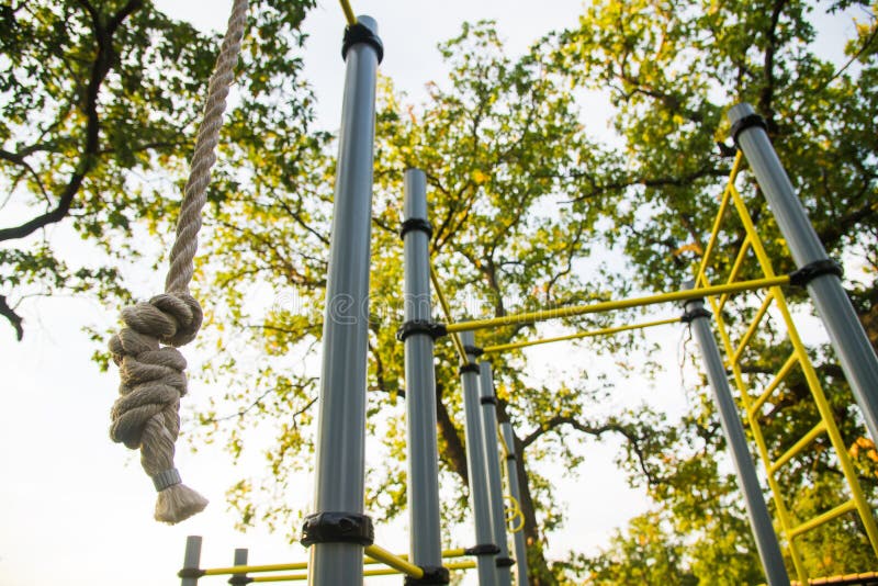 Sports Ground with Exercise Equipment Stock Photo - Image of active ...