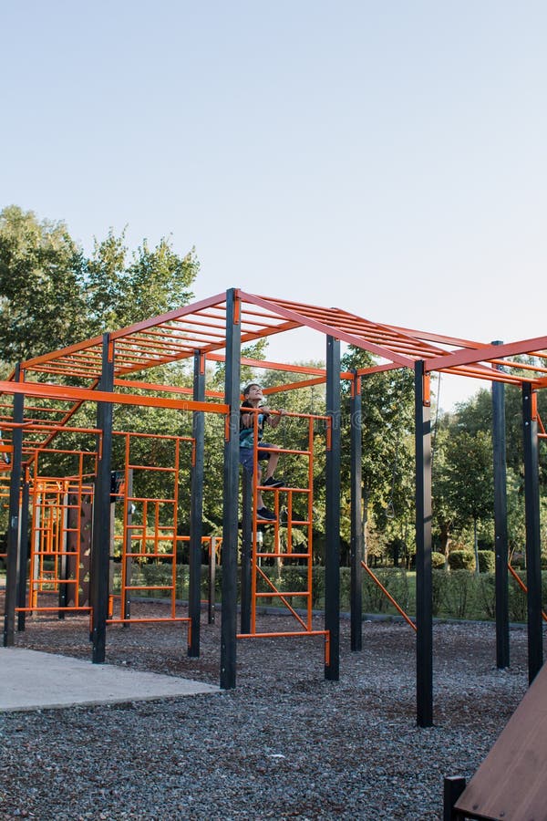 Sports Ground with Exercise Equipment in the Park Stock Image - Image ...