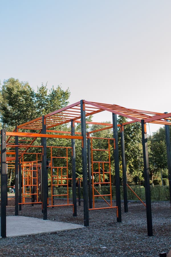 Sports Ground with Exercise Equipment in the Park Stock Photo - Image ...