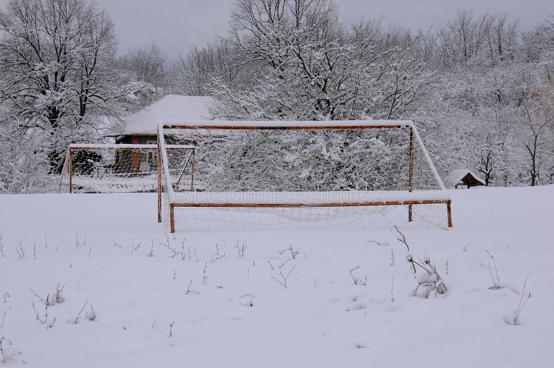Sports-ground in winter stock image. Image of drift - 273437555