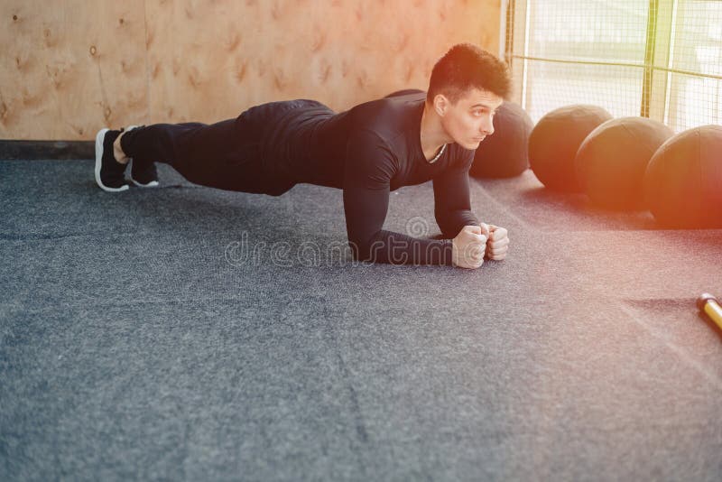 Sports Guy Doing Plank Exercise Gym And Sports Stock Image Image Of