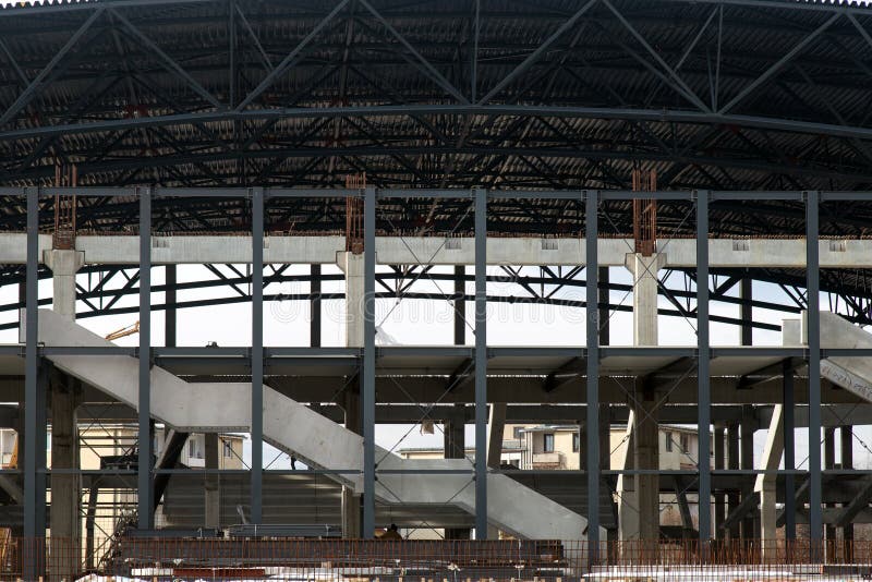 Sports Hall Under Construction Stock Photo - Image of seating, arena ...