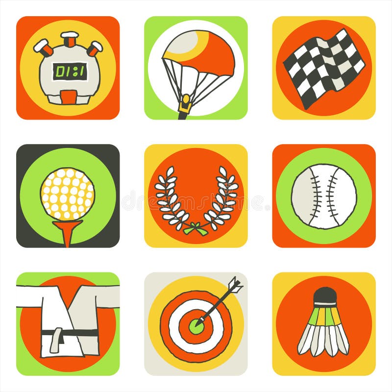 Sports icons stock vector. Illustration of checks, parachute - 2638708