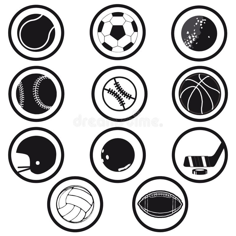 Sports Icons Black and White Stock Vector - Illustration of computer ...