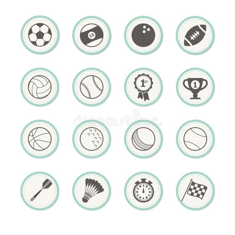 Set of Vector Sport Icons in Flat Design Stock Vector - Illustration of ...