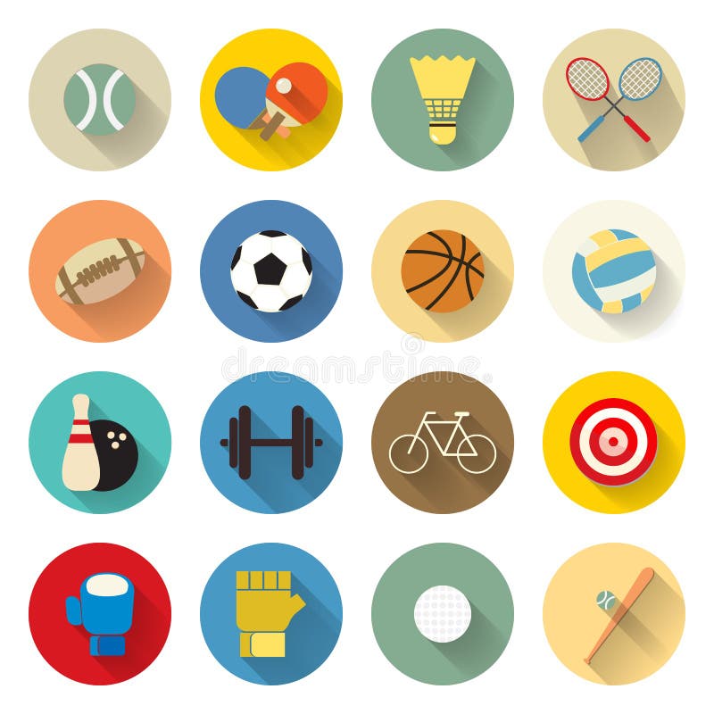 Circular Sports Icons Flat Design Vector Set. Stock Vector ...