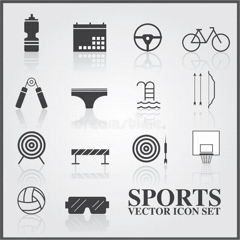 Sports icons set on gray stock illustration. Illustration of color ...