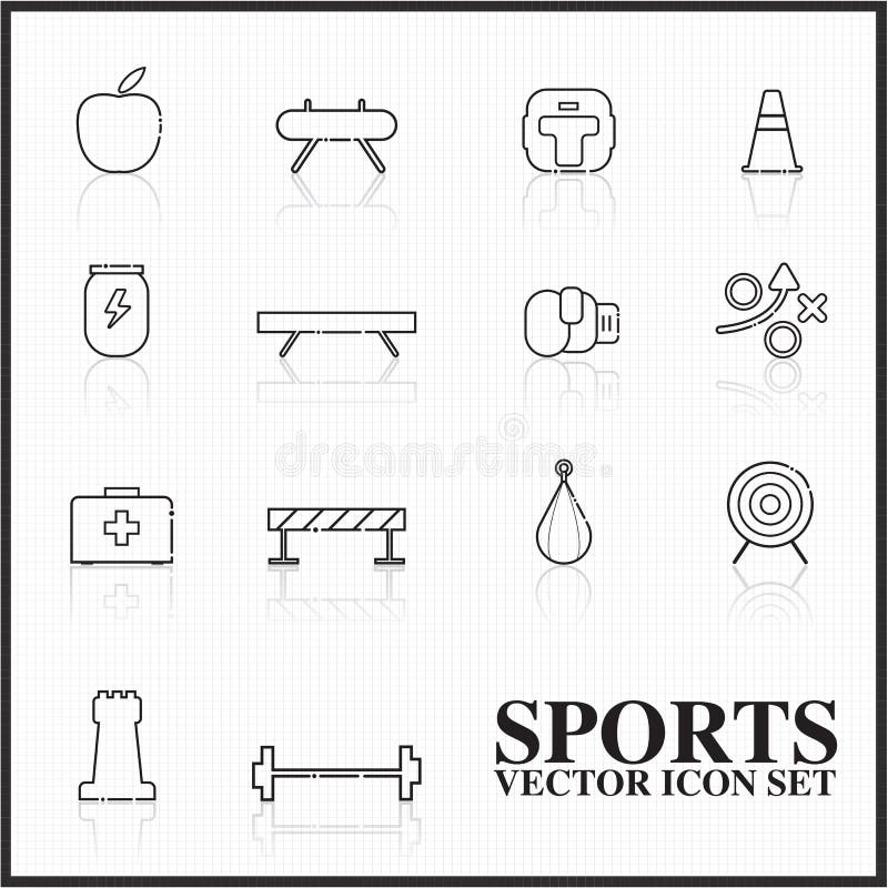 Sports icons set outline stock illustration. Illustration of ping ...