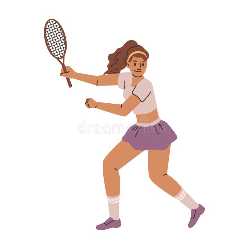 Female Personage Playing Tennis Game Stock Illustration - Illustration ... Female Personage Playing Tennis Game Stock Illustration - Illustration ...