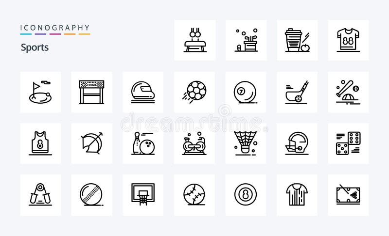 25 Sports Line icon pack stock vector. Illustration of pool - 264546933