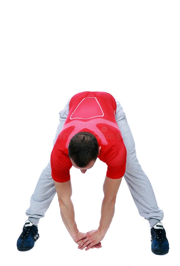 Sports Man Doing Physical Exercise for Stretching Stock Photo - Image ...