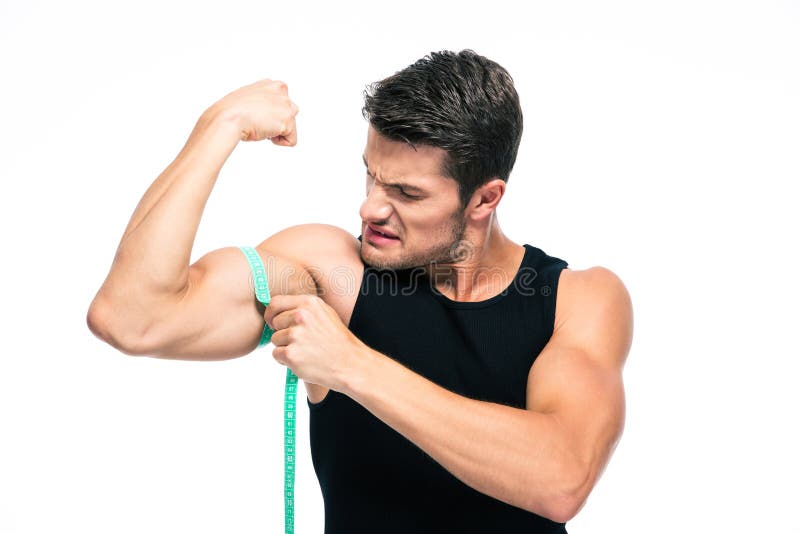 Sports Man Measuring His Biceps Stock Image - Image of exercise, muscle ...