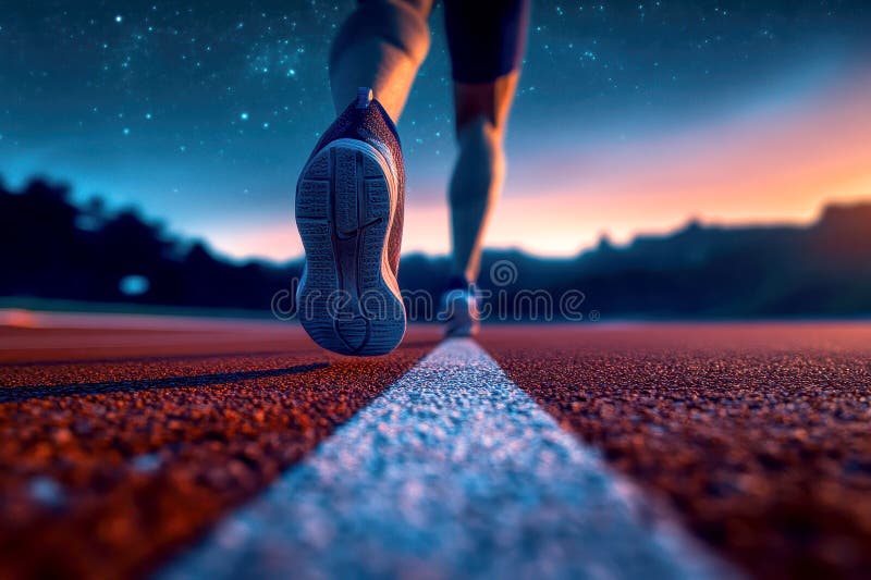 Sports Man Running on Track while Raining Stock Photo - Image of race ...
