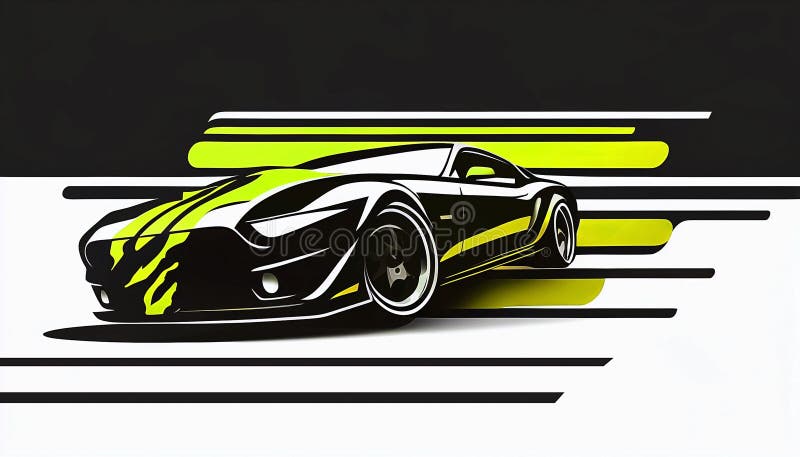 Sports Muscle Car Illustration on Abstract Background Stock ...