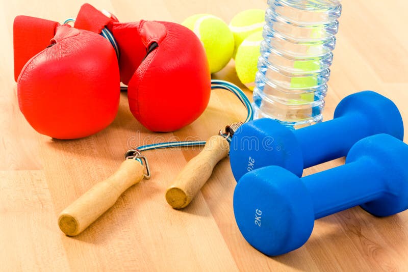Sports objects stock photo. Image of healthy, glove, bottle - 5327994