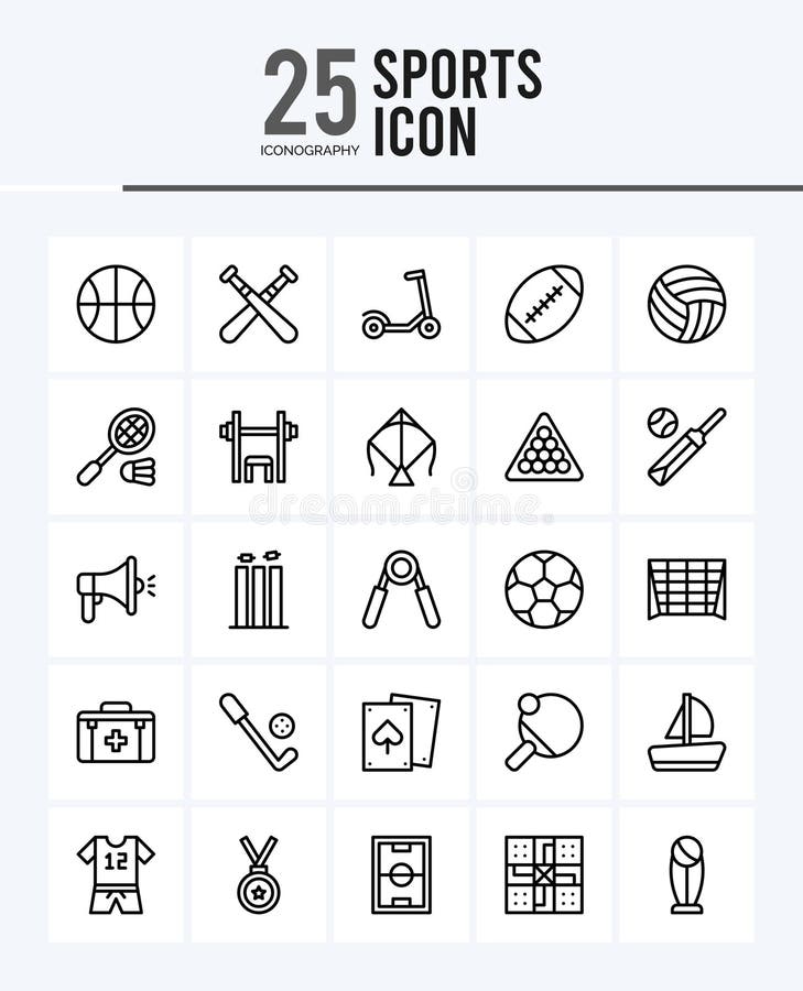 25 Sports Outline Icons Pack Vector Illustration Stock Vector ...