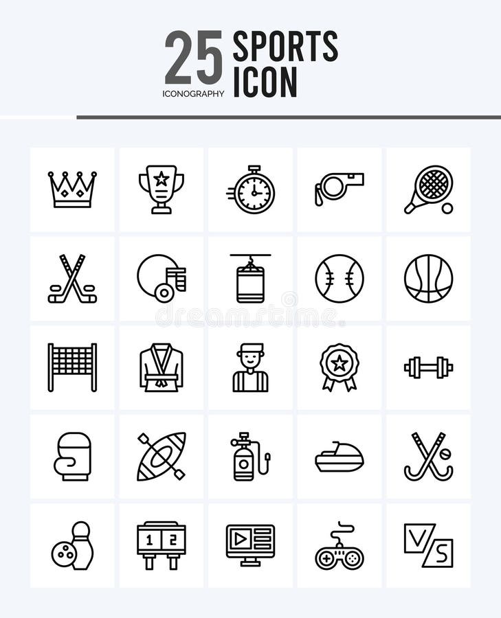 25 Sports Outline Icons Pack Vector Illustration Stock Vector ...