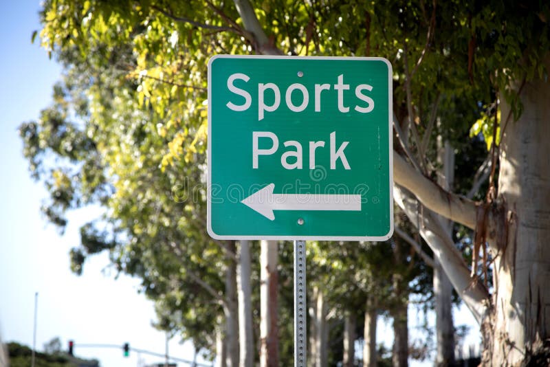 Sports Park Sign in Green with Arrow Pointing Camera Left with Green ...