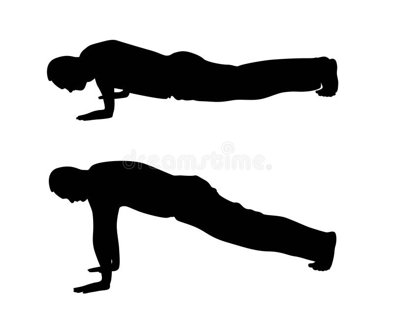 Man Doing Push Ups Side View Silhouette Stock Vector - Illustration of exercise, leaning: 372943565