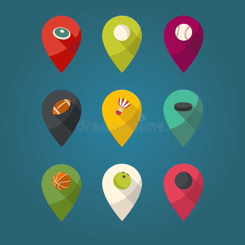Set of Flat Pin Marker Icons Stock Vector - Illustration of direction ...