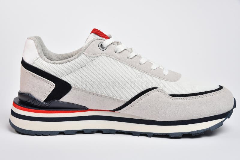 Sports Shoes Light Sneakers Side View in Studio Stock Image - Image of ...