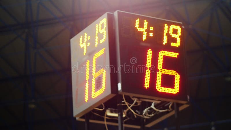Sports Shot Clock Countdown. Glowing LED Screen Shows the Information ...