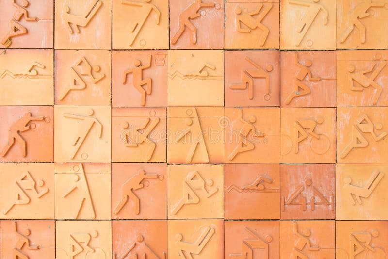 Sports Sign on a Brick Wall Stock Photo - Image of orange, play: 55931960