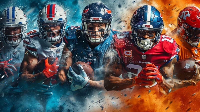 A Sports Team Collage with Action Shots and Team Logos Stock Image ...