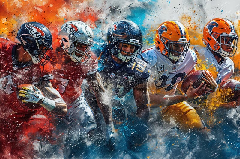 A Sports Team Collage with Action Shots and Team Logos Stock Photo ...