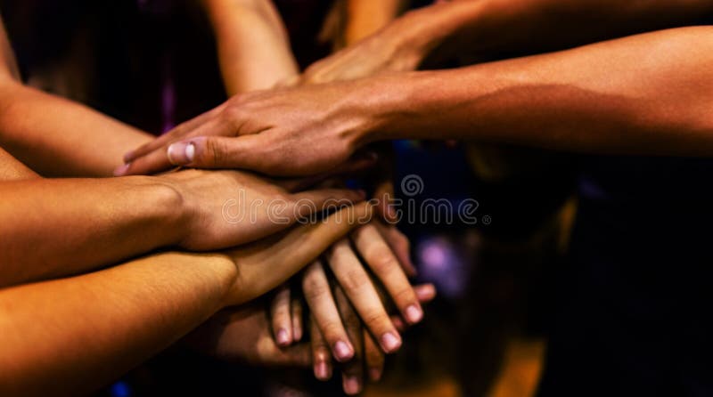 Team Showing Unity with Their Hands Together Stock Image - Image of ...