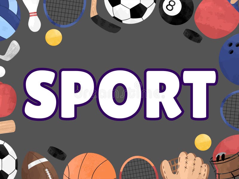 Sport Text Written with Playing Objects Around Stock Illustration ...