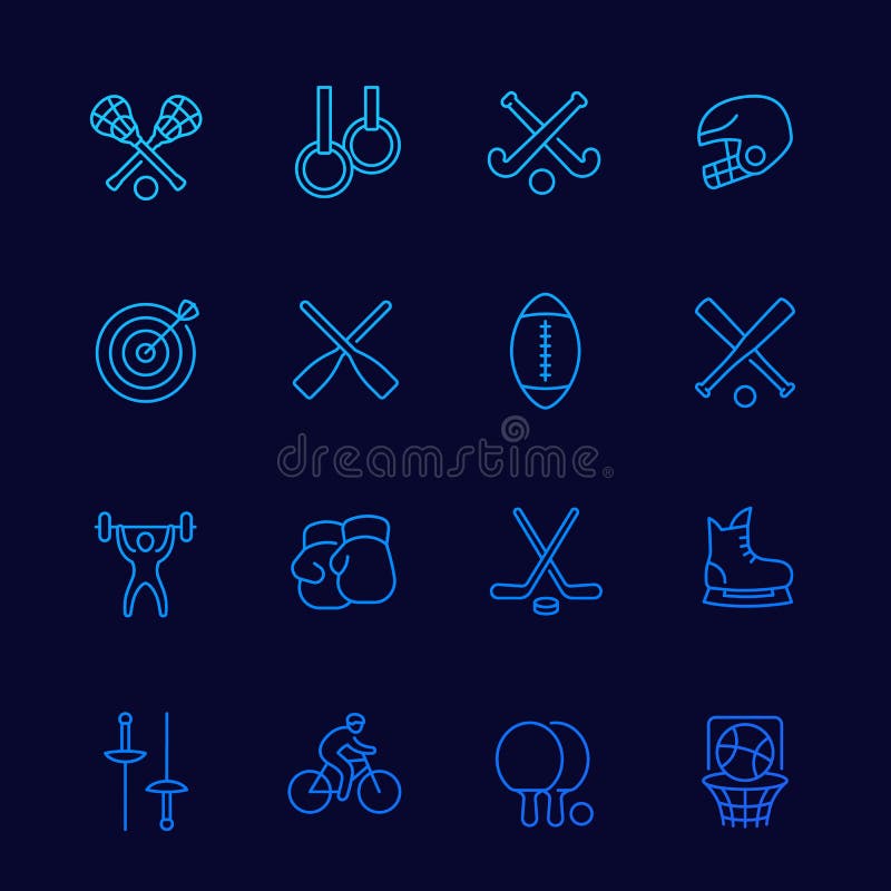 Sports thin line icons set stock vector. Illustration of paddle - 210229658