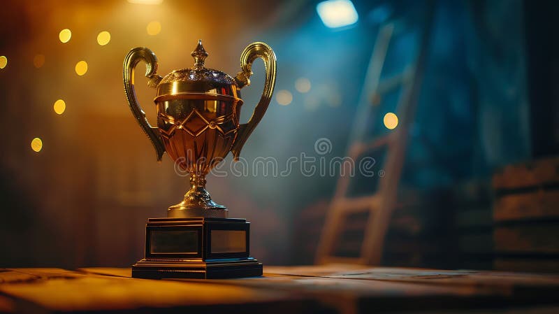 Sports Trophy with Dramatic Lighting Stock Illustration - Illustration ...
