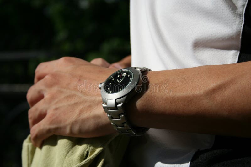 Sports watch on arm stock image. Image of strength, exercise - 1582541