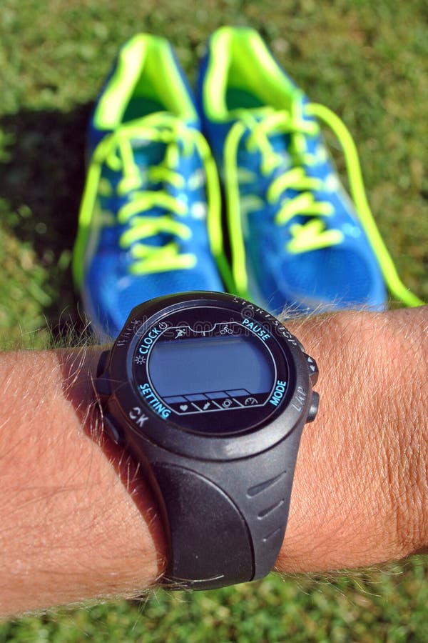 Sports watch for runners stock image. Image of green - 26521149