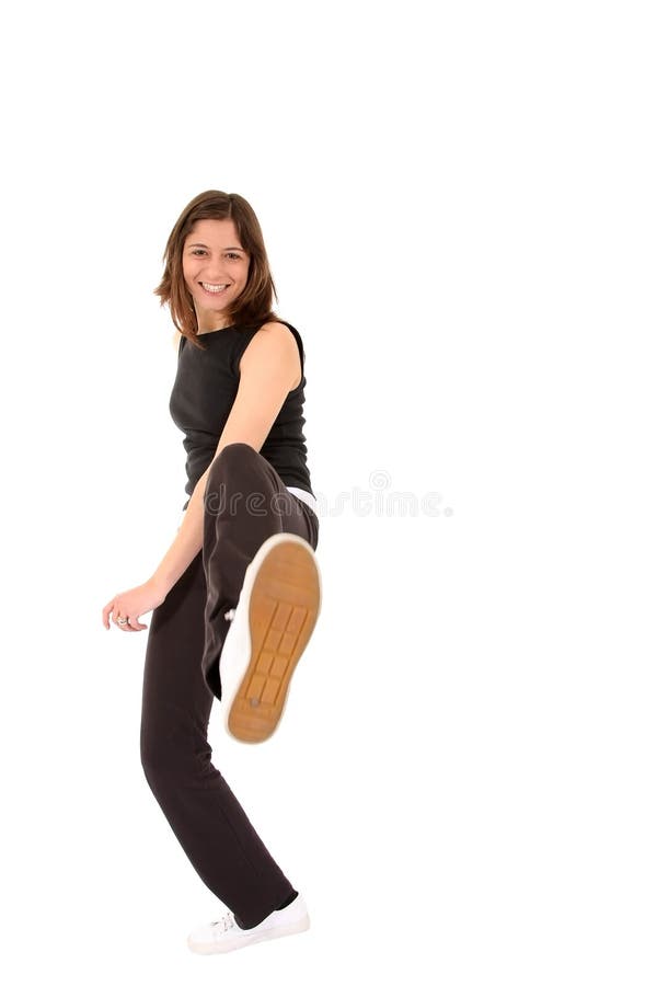 Sports Woman low kick stock image. Image of exercise - 13094503