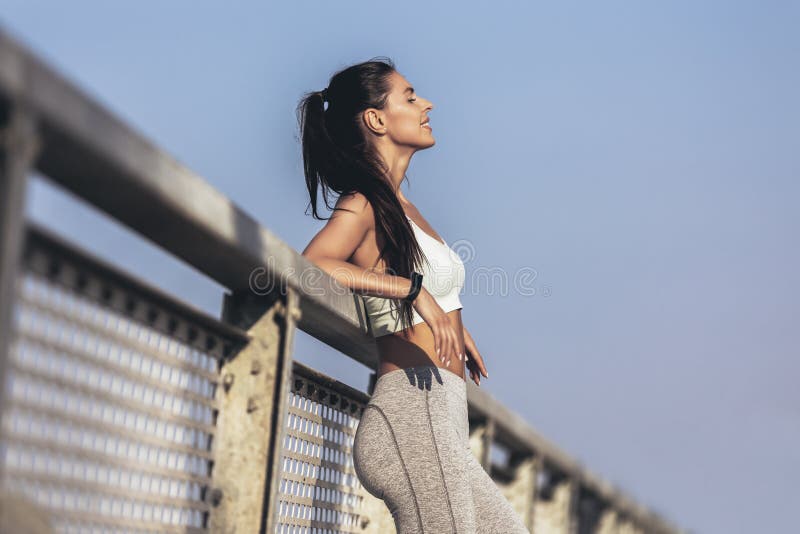 Sports Woman Taking Break after a Run Stock Image - Image of health ...
