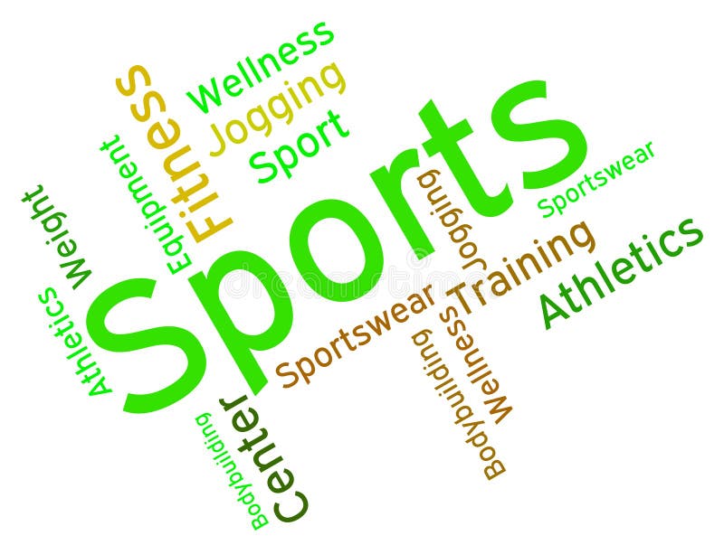 Sports Word Shows Physical Activity and Exercising Stock Illustration ...