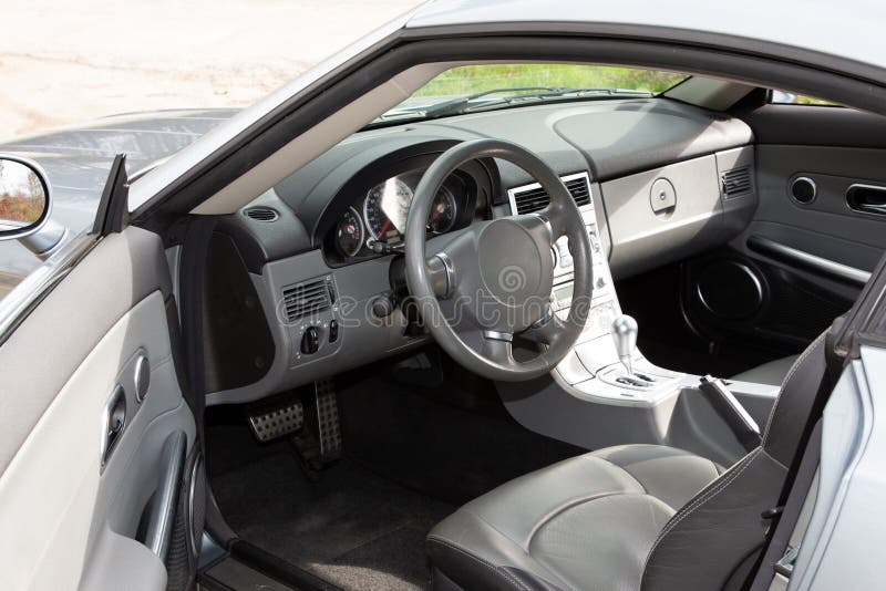 Sportscar Dashboard Modern Grey and Black Leather Interior of Modern ...