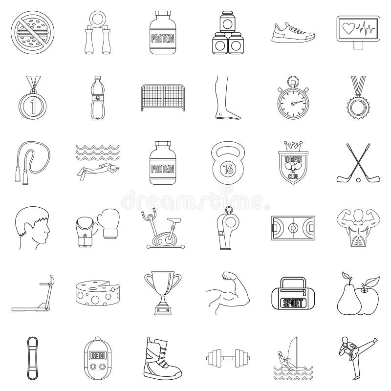 Sportsman Icons Set Outline Style Stock Illustrations – 145 Sportsman ...