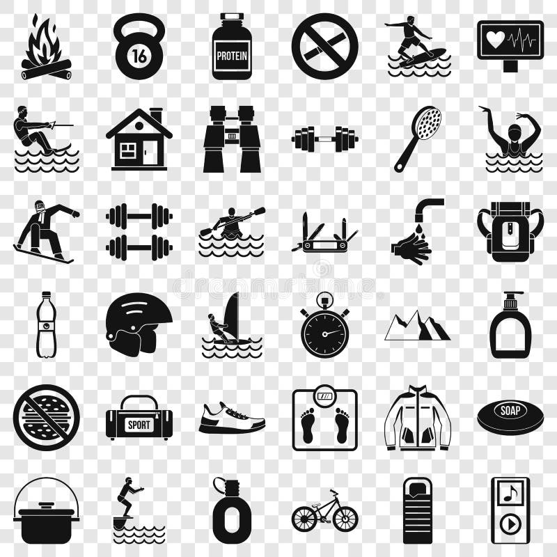 Sportsman Icons Set, Simple Style Stock Vector - Illustration of black ...