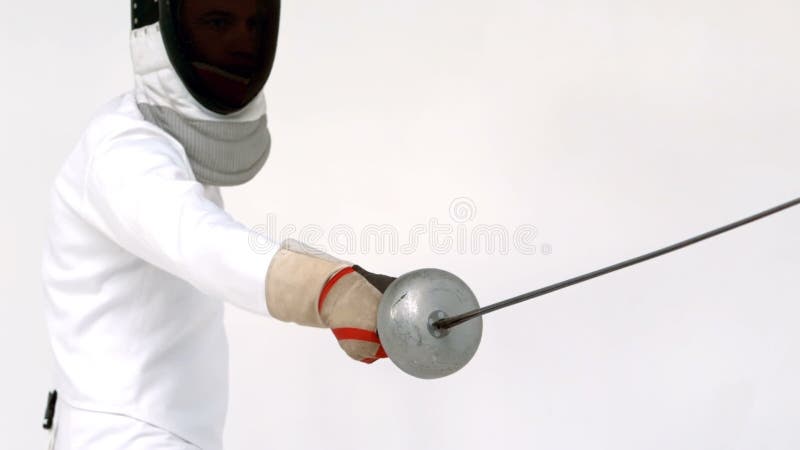 Sportsman playing fencing stock footage. Video of leisure - 66810496