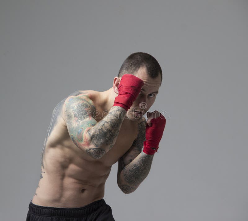 Sportsman Training and Practicing Boxing Techniques Stock Image - Image ...