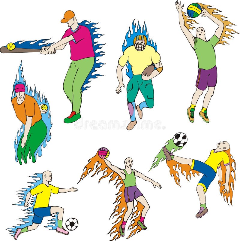 Sportsmen with flames stock vector. Illustration of olympic - 26016786